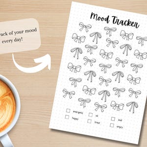 Bows Mood Tracker - PRINTABLE Journal Page - Planner Page - Feelings ...