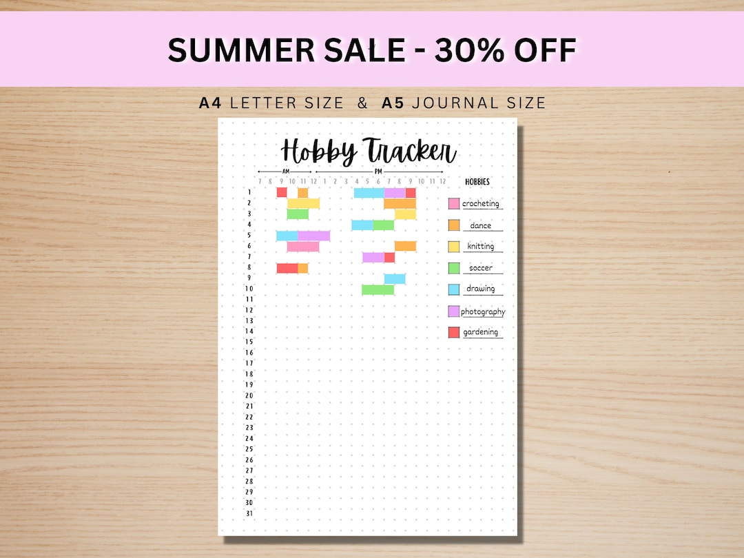Hobby Tracker PRINTABLE Journal Page Habit Tracker Hobby Journal Fun ...