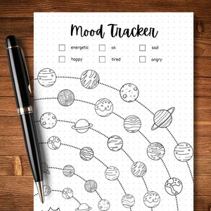 Space Mood Tracker - PRINTABLE Journal Page - Planner Page - Feelings ...