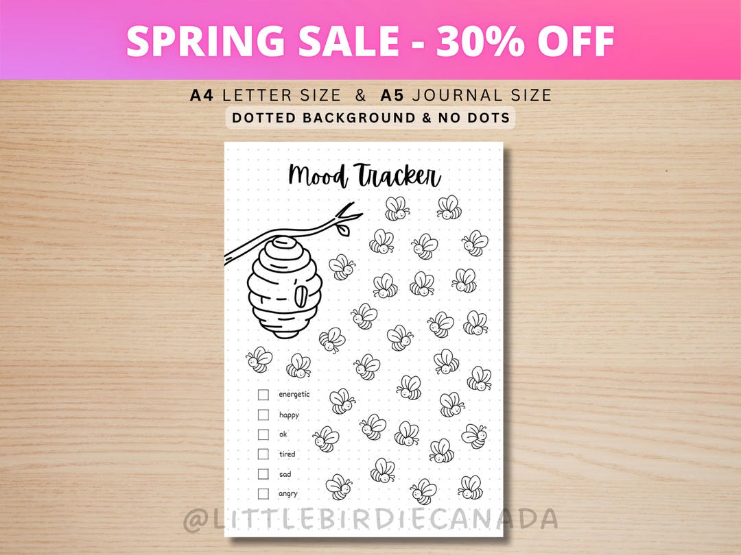 Bee Mood Tracker - PRINTABLE Journal Page - Planner Page - Daily ...