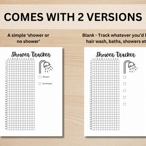 Shower Tracker PRINTABLE Journal Page Planner Page Daily Tracker Yearly ...
