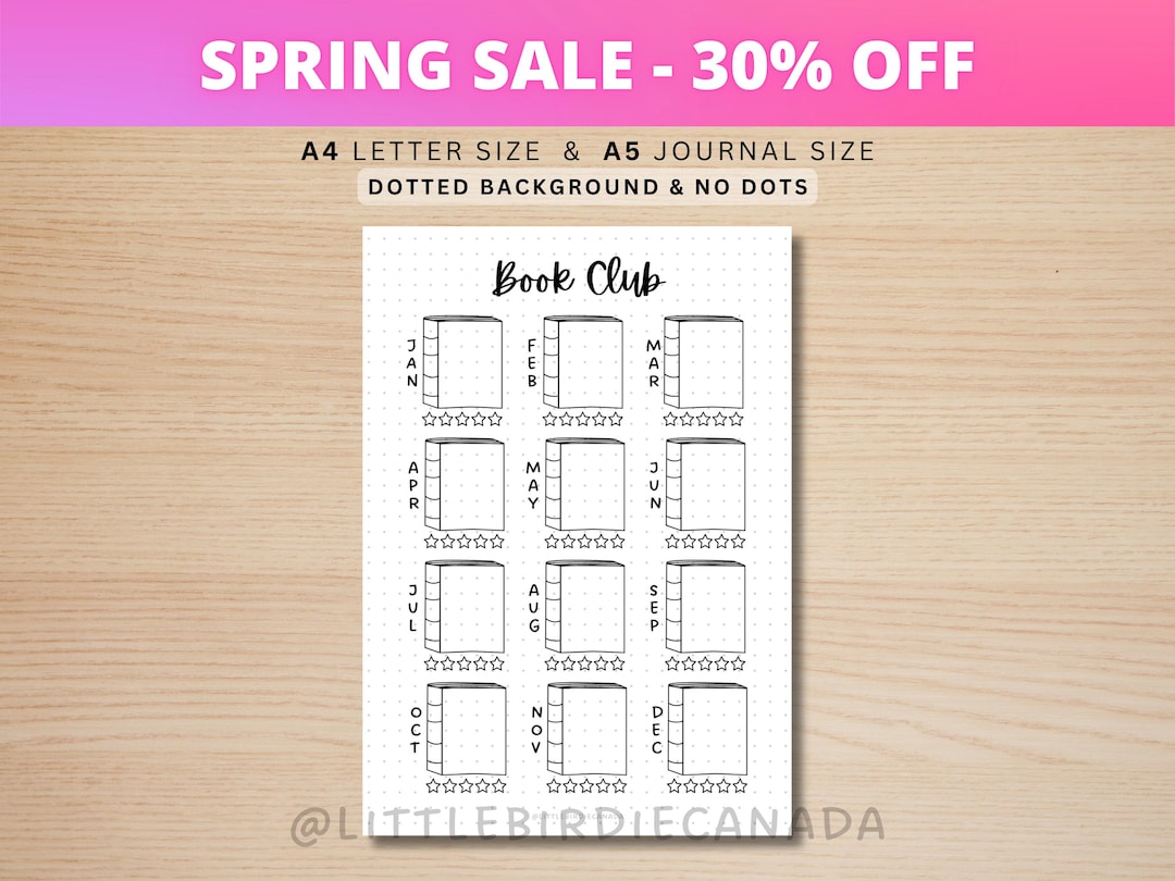 Book Club Book Tracker - PRINTABLE Journal Page - Book Club - Reading ...
