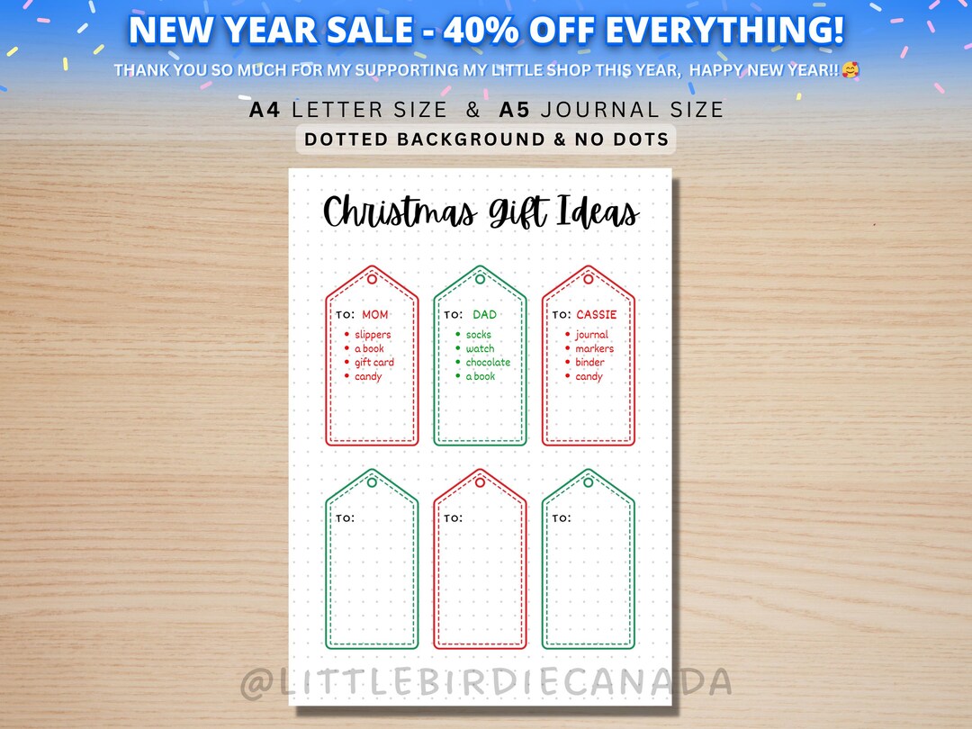 Christmas Gift List - Christmas Journal Page - PRINTABLE Journal Page ...