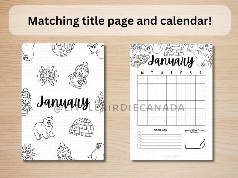 January Title Page and Calendar - PRINTABLE Calendar - Arctic Animals ...