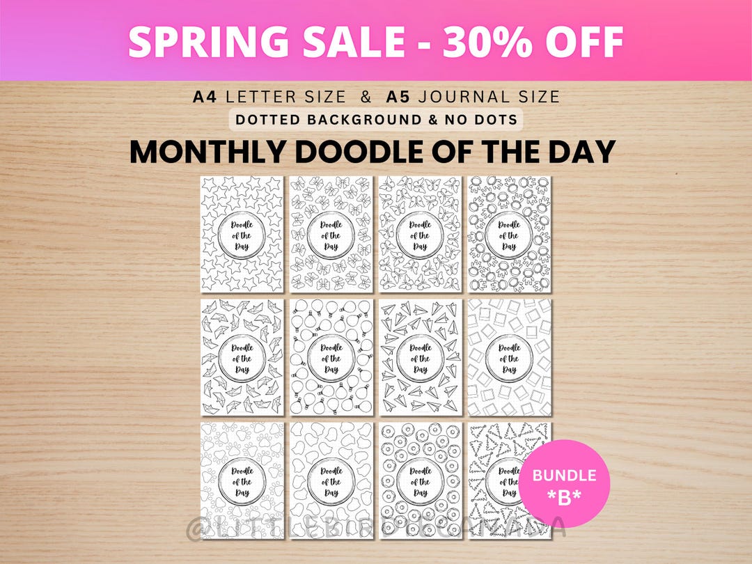 Doodle of the Day Bundle - BUNDLE B - PRINTABLE Journal Pages - Digital ...
