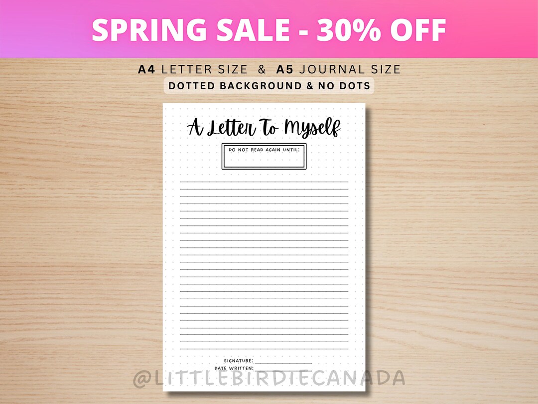 A Letter to Myself - PRINTABLE Journal Page - Letter to Yourself ...