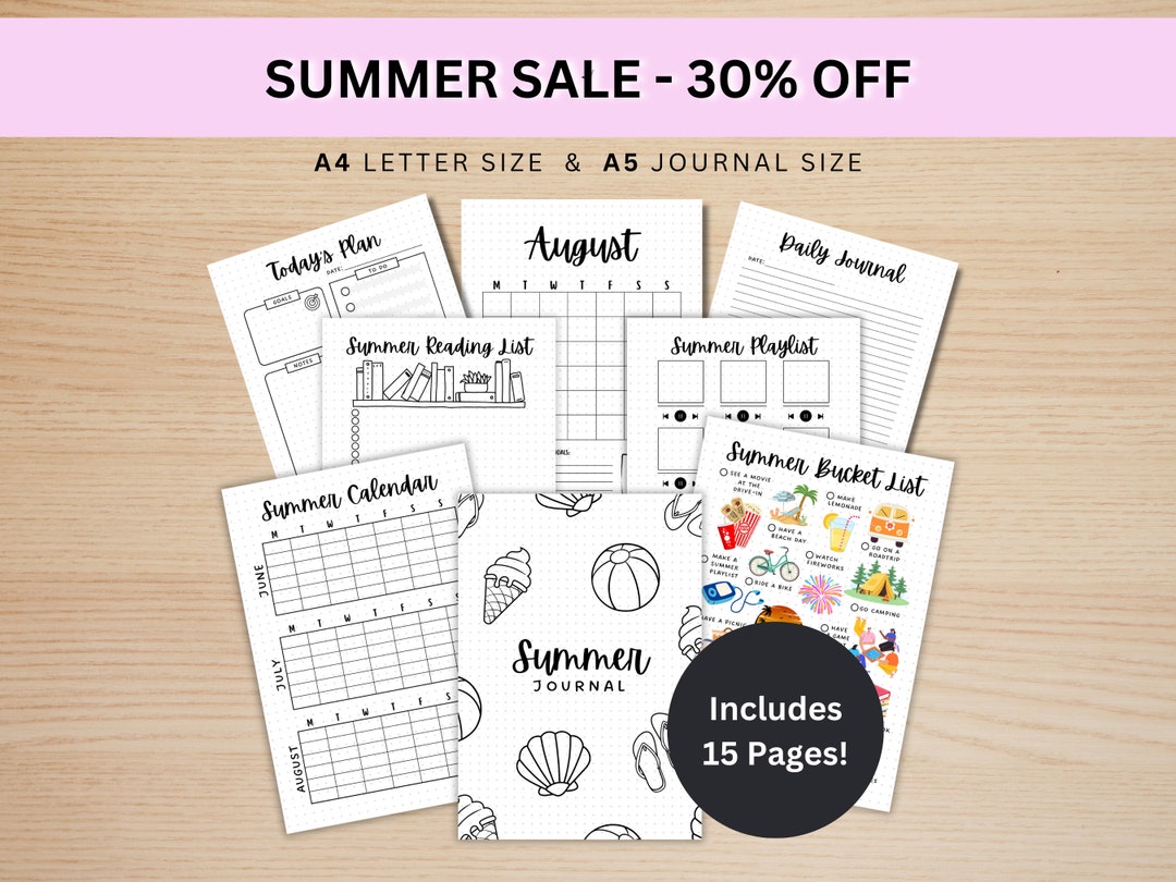 Summer Journal Bundle PRINTABLE Summer Planner 15 Journal Pages Summer ...