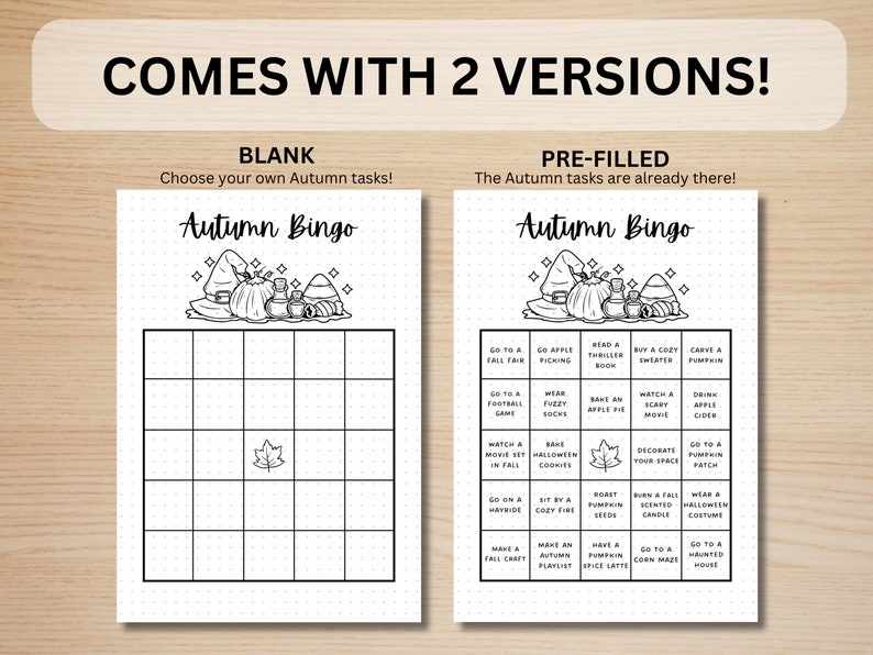 Autumn Bingo Game - PRINTABLE Journal Page - Fall Bingo Game - Fall ...