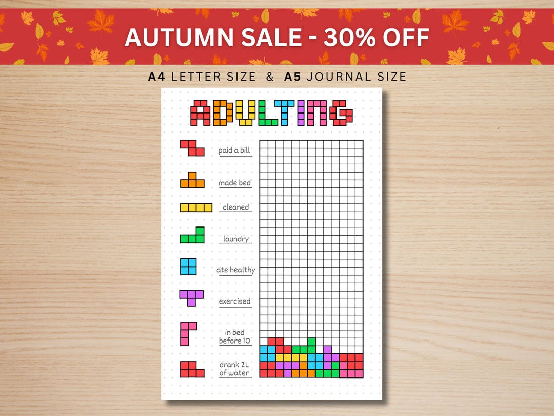 Adulting Tracker PRINTABLE Journal Page Monthly Tracker Fun Habit ...