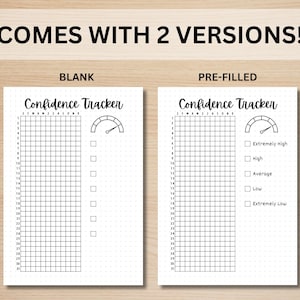 Confidence Tracker - PRINTABLE Journal Page - Planner Page - Track ...
