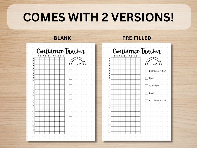 Confidence Tracker - PRINTABLE Journal Page - Planner Page - Track ...