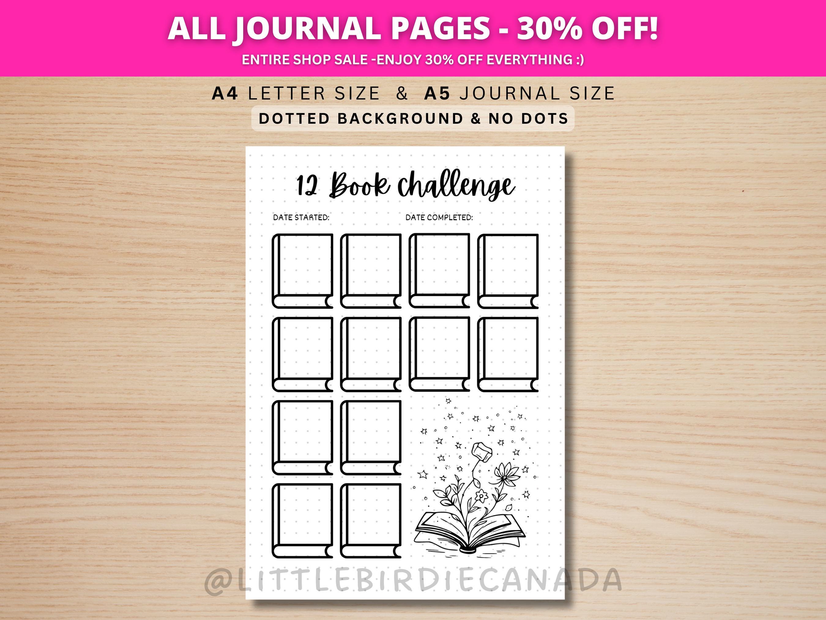 12 Book Reading Challenge - PRINTABLE Journal Page - Reading Tracker ...