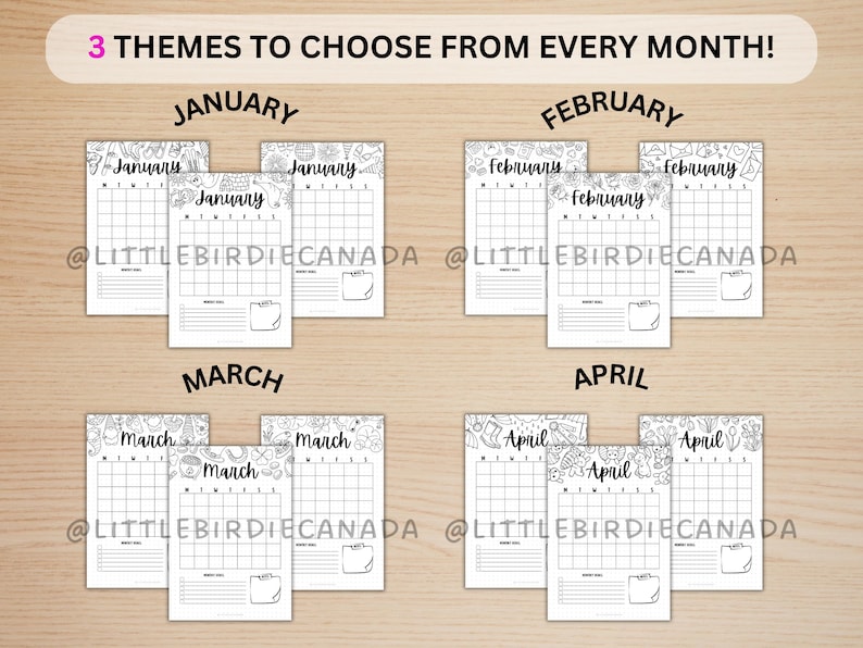 BIG Calendar Bundle - PRINTABLE Journal Pages - Digital Planner Pages ...