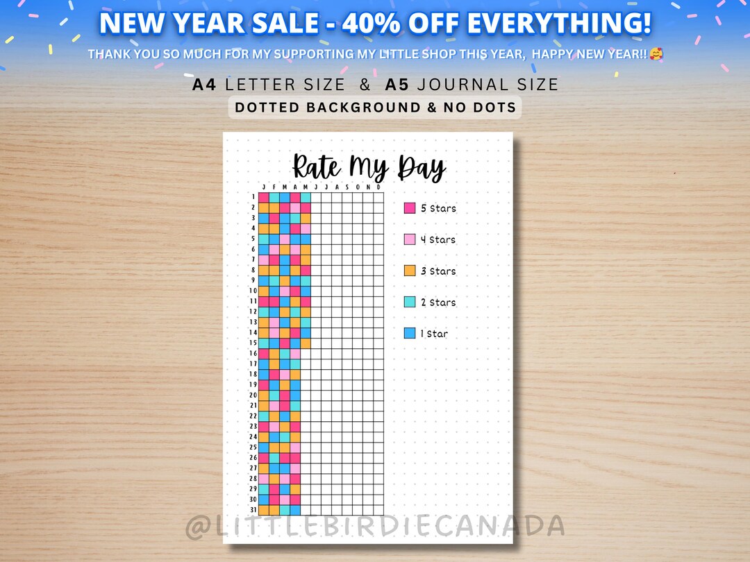 Rate My Day - PRINTABLE Journal Page - Printable Planner Page - Daily ...