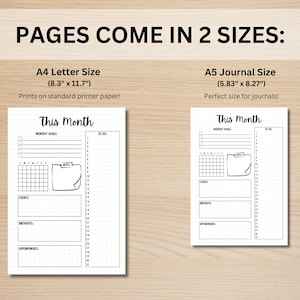 Monthly Planner - Monthly Calendar -PRINTABLE Journal Page - Planner ...