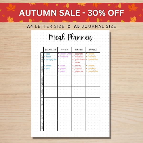 Meal Planner Journal - Etsy