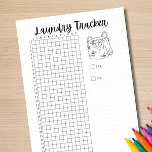Laundry Tracker - PRINTABLE Journal Page - Planner Page - Daily Tracker ...