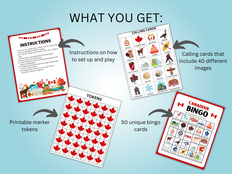 Canada Bingo Game Canadian Bingo Canada Day Activity Summer - Etsy