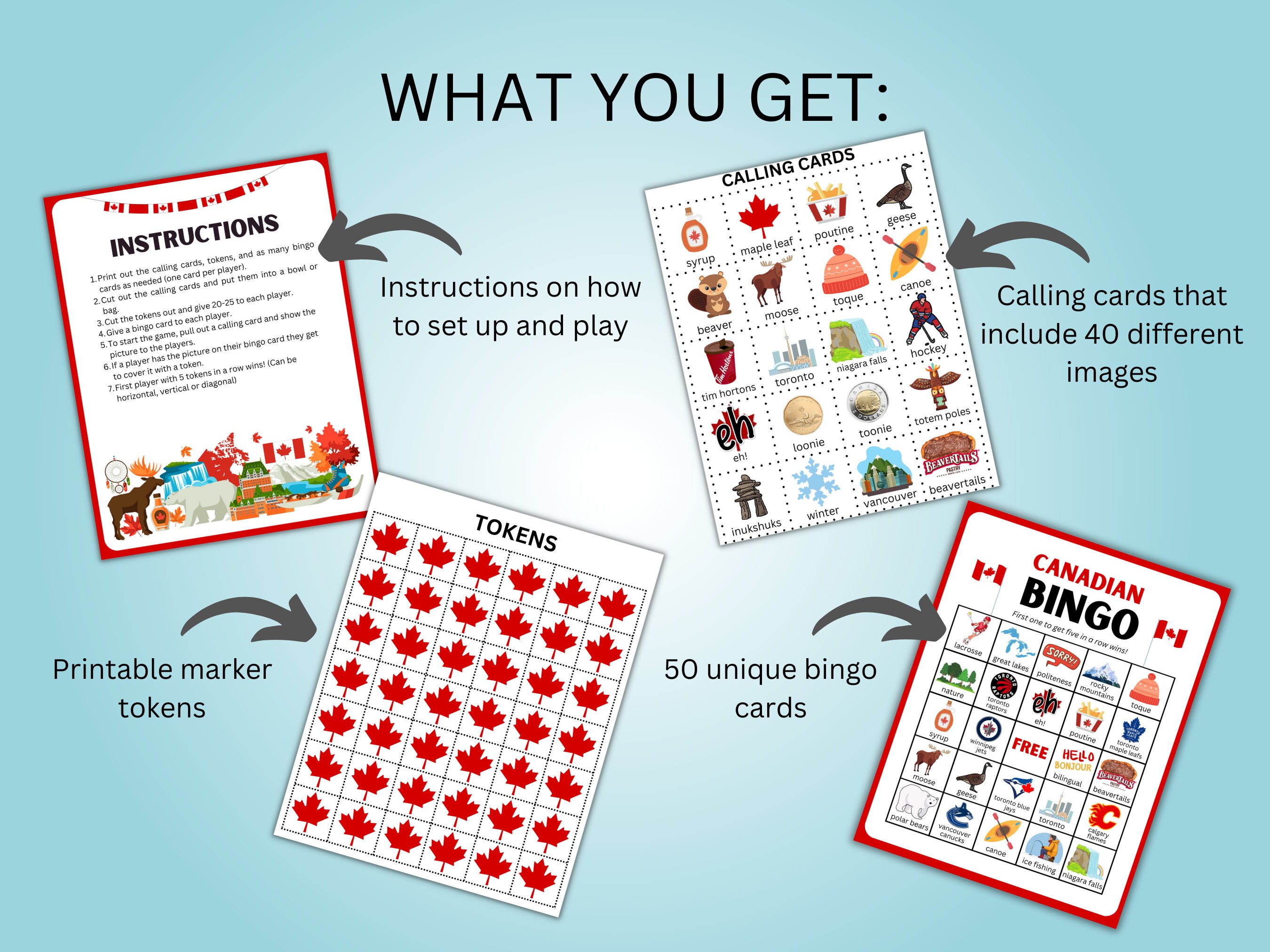 Canada Bingo Game Canadian Bingo Canada Day Activity Summer - Etsy