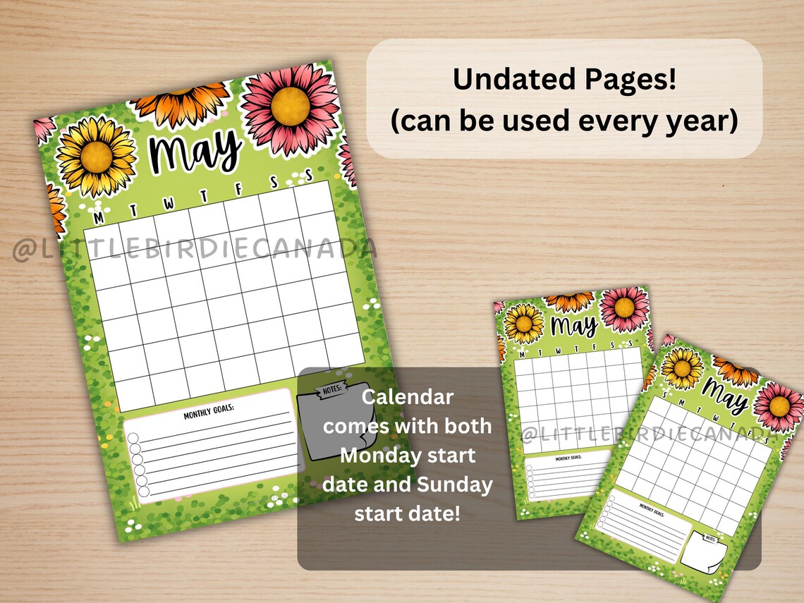 May Journal Bundle - Flowers - PRINTABLE Journal Pages - PRE-COLOURED ...