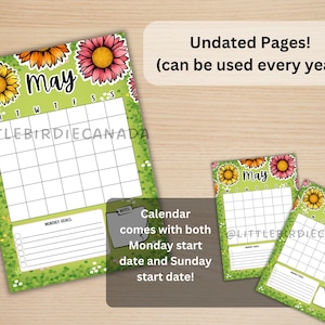 May Journal Bundle - Flowers - PRINTABLE Journal Pages - PRE-COLOURED ...