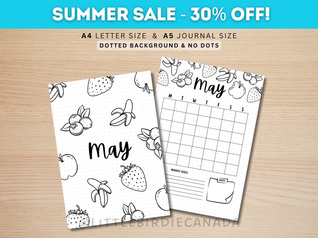 May Title Page - Fruits - May Calendar - PRINTABLE Calendar - Journal ...