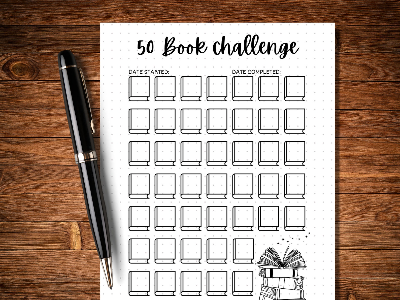 50 Book Reading Challenge - PRINTABLE Journal Page - Reading Tracker ...