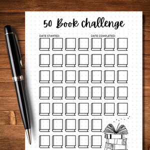 50 Book Reading Challenge - PRINTABLE Journal Page - Reading Tracker ...