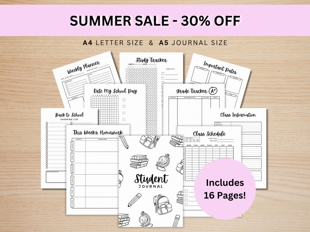 Student Planner Bundle PRINTABLE Student Journal Pages Digital Planner ...