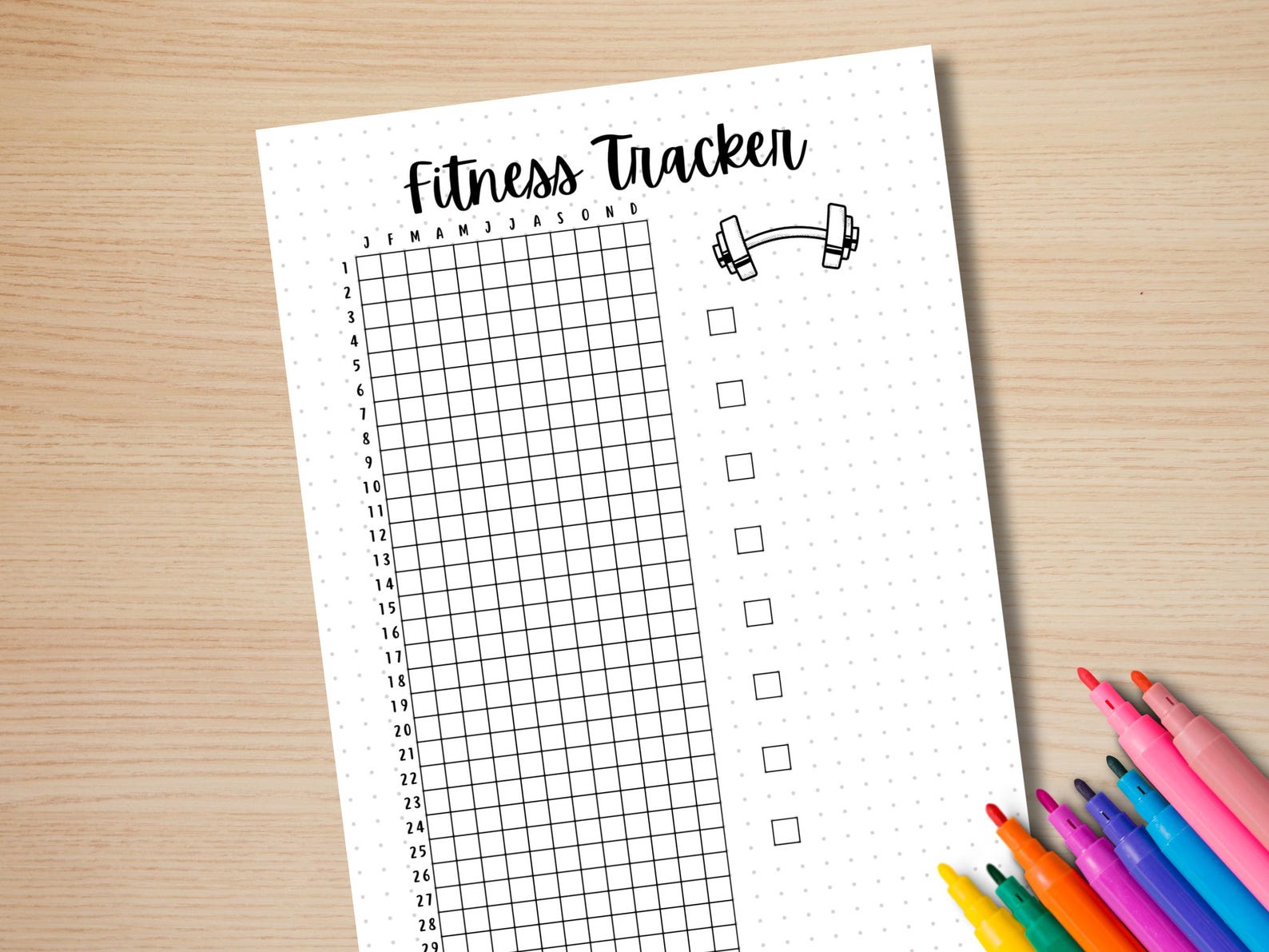 Fitness Tracker - PRINTABLE Journal Page - Exercise Tracker - Yearly ...