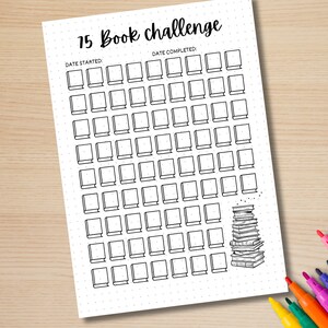 75 Book Reading Challenge - PRINTABLE Journal Page - Reading Tracker ...