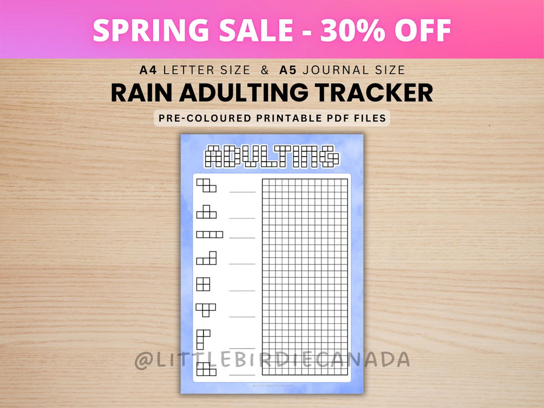 Rain Adulting Tracker - PRINTABLE Journal Page - Colored Journal Page ...
