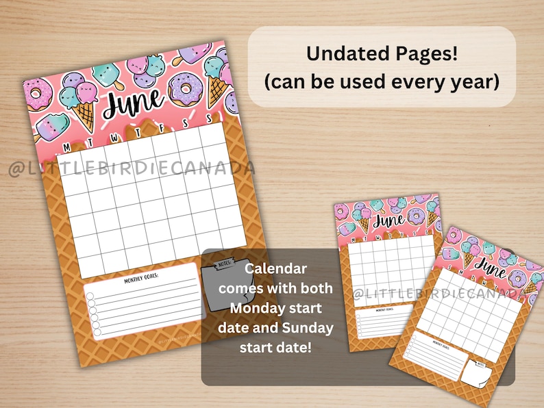June Journal Bundle - Ice Cream - PRINTABLE Journal Pages - PRE ...