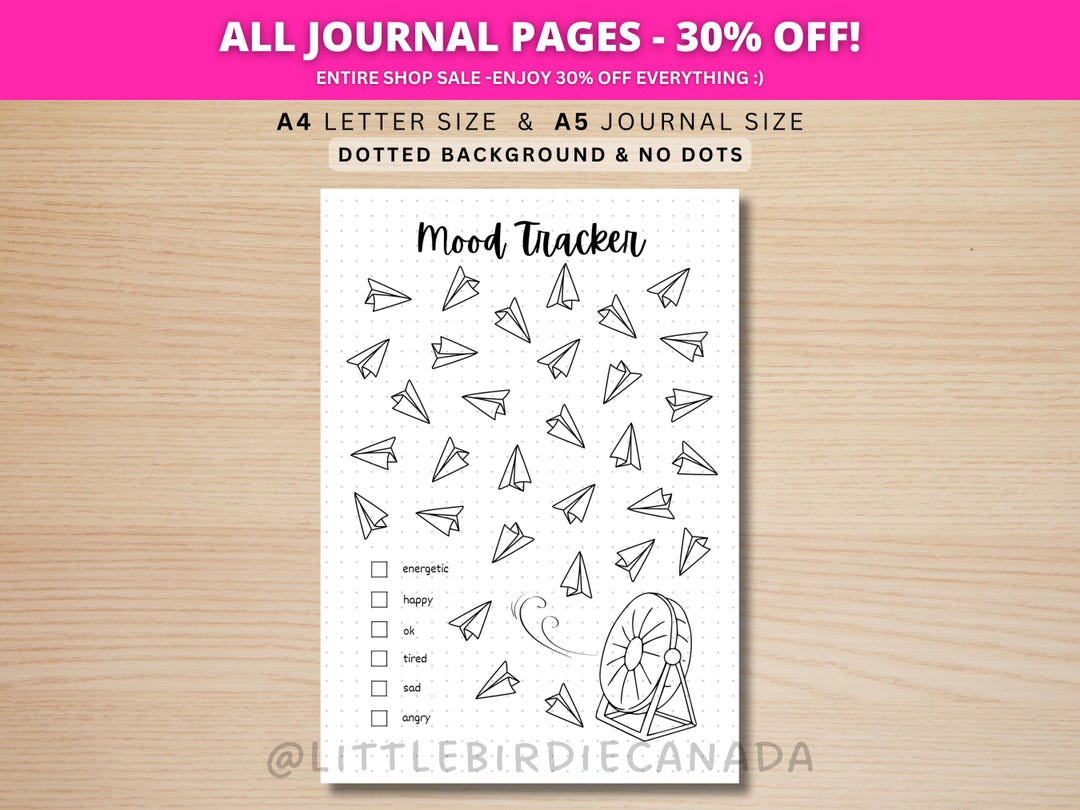 Paper Plane Mood Tracker - PRINTABLE Journal Page - Planner Page ...