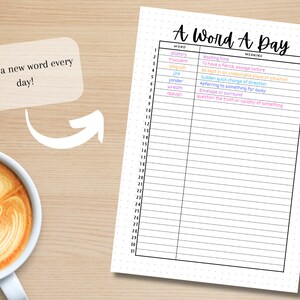 A Word A Day - PRINTABLE Journal Page - New Word A Day - Daily Word ...