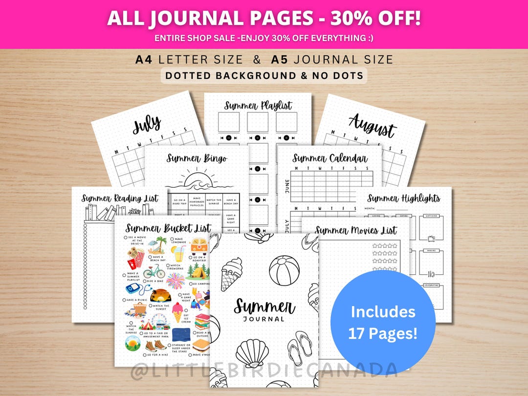 Summer Journal Bundle - PRINTABLE Summer Planner - 17 Journal Pages ...