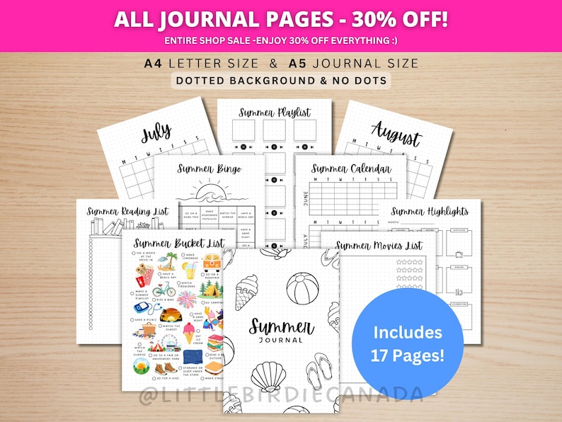 Summer Journal Bundle - PRINTABLE Summer Planner - 17 Journal Pages ...