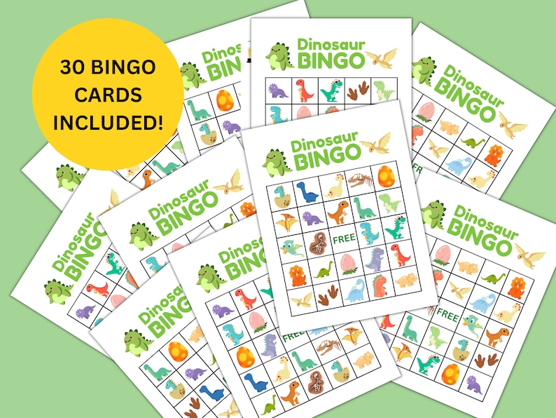 Printable Bingo Game for Kids Dinosaur Activity Printable - Etsy Canada