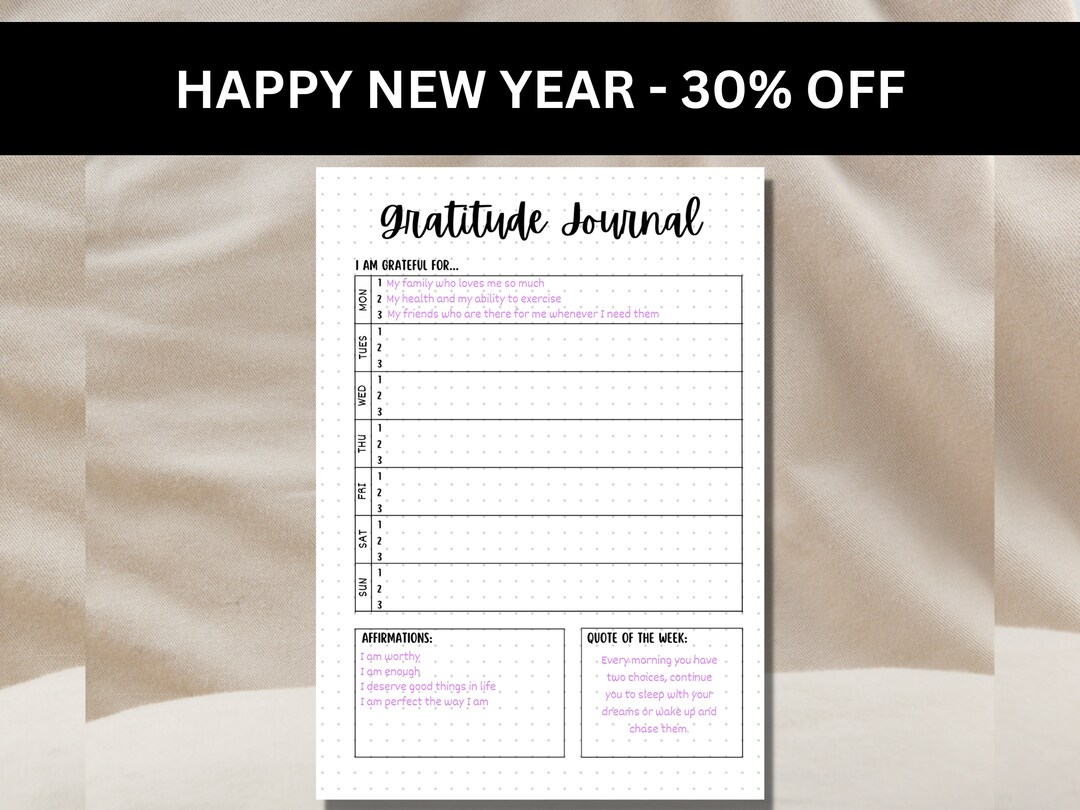 Weekly Gratitude Journal PRINTABLE Gratitude Journal A5 Journal Page ...