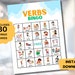 Verbs Bingo Game for Kids Action Verbs Educational Printable Game ...