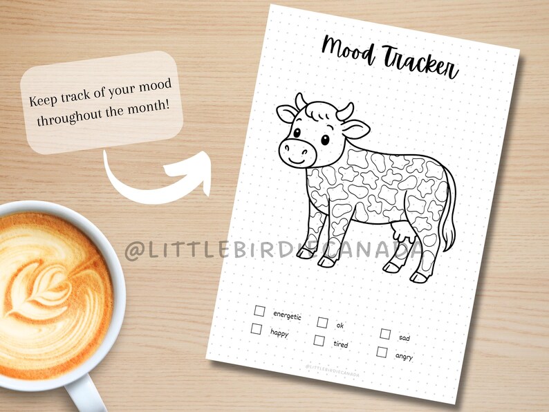 Cow Mood Tracker - PRINTABLE Journal Page - Farm Theme - Digital ...