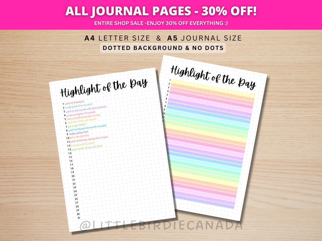 Highlight of the Day - PRINTABLE Journal Page - Memory Tracker - Daily ...