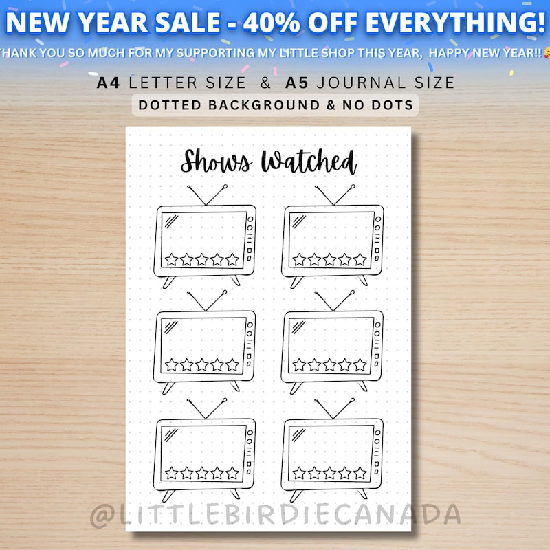 Yearly Tv Tracker - Etsy