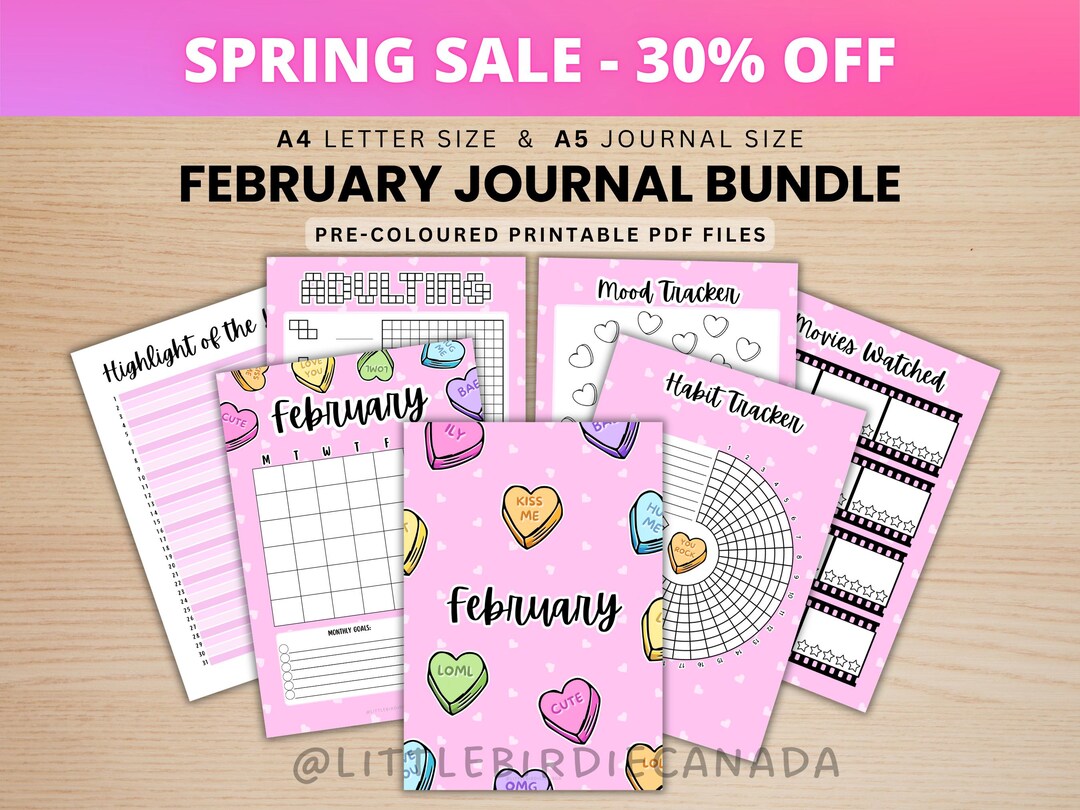 February Journal Bundle - Hearts - PRINTABLE Journal Pages - PRE ...