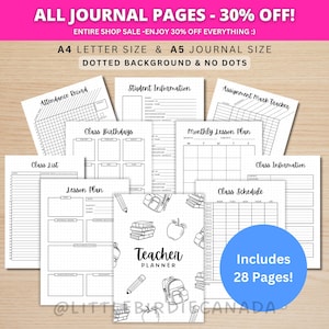 Teacher Planner Bundle - PRINTABLE Teacher Journal Pages - Teacher ...