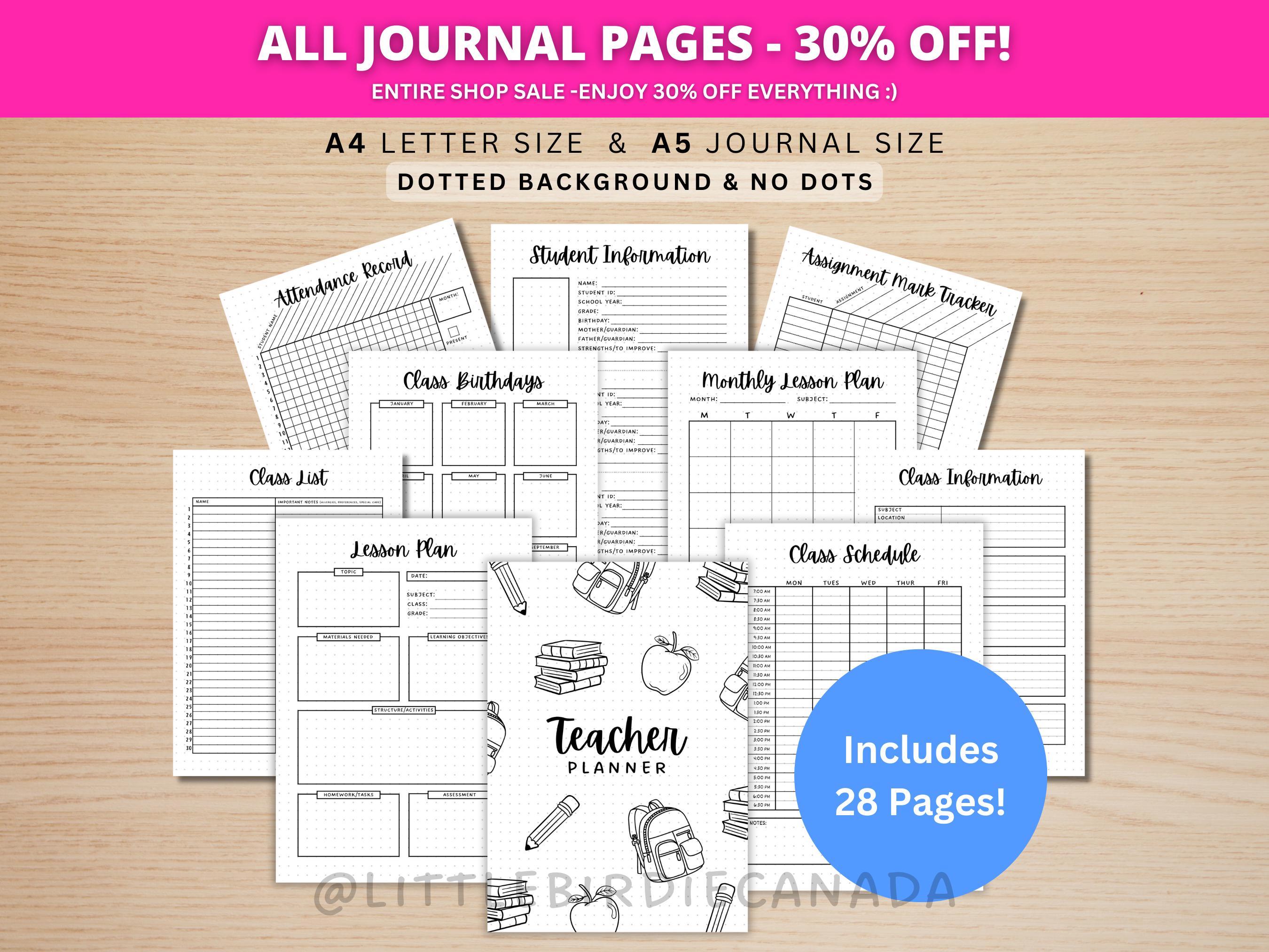 Teacher Planner Bundle - PRINTABLE Teacher Journal Pages - Teacher ...