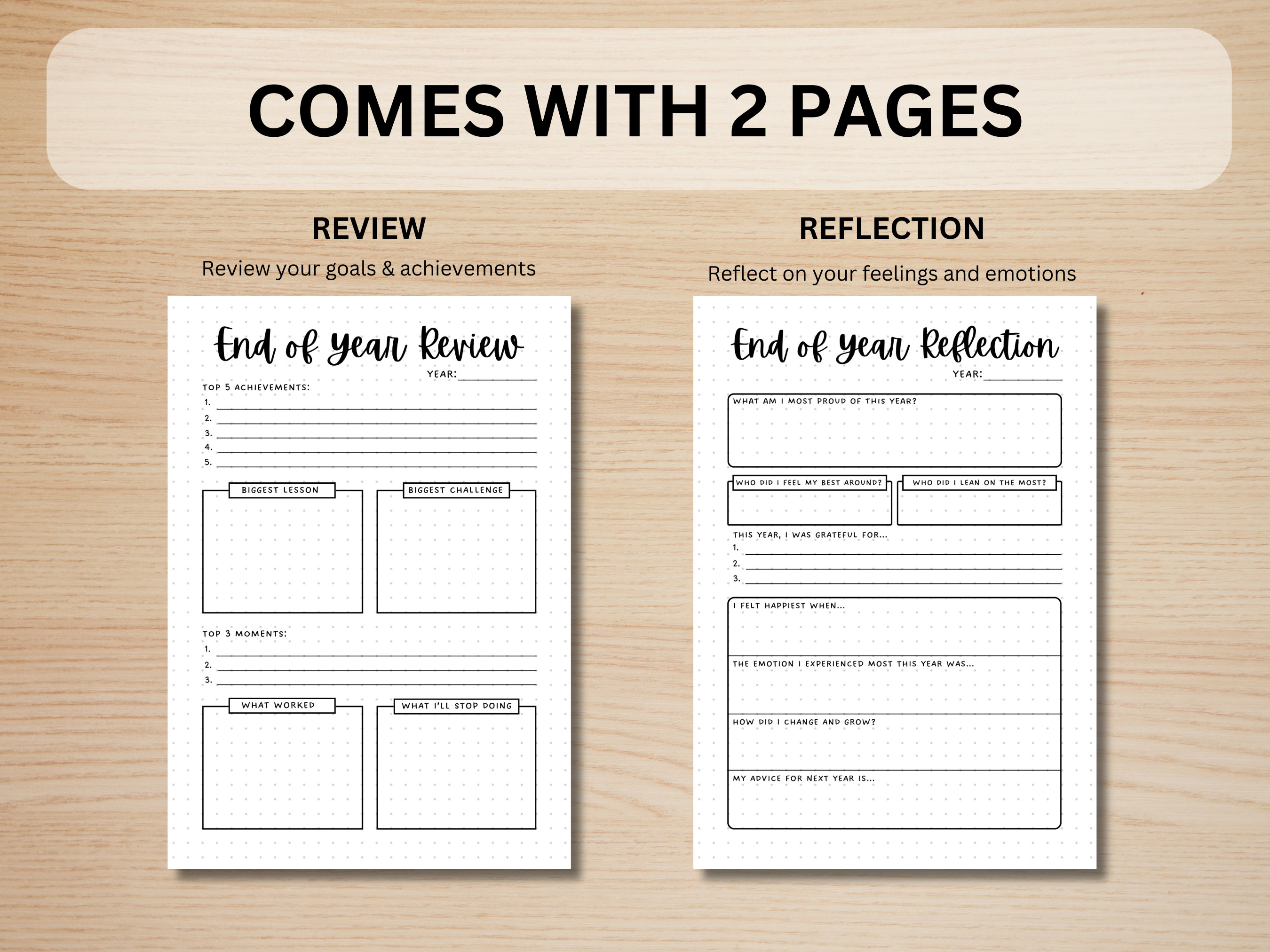 End of Year Reflection - PRINTABLE Journal Page - End of Year Review ...