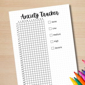Anxiety Tracker PRINTABLE Journal Page Anxiety Log Habit Tracker ...