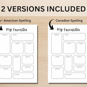 My Favourites Journal Page - PRINTABLE Journal Page - Planner Page ...