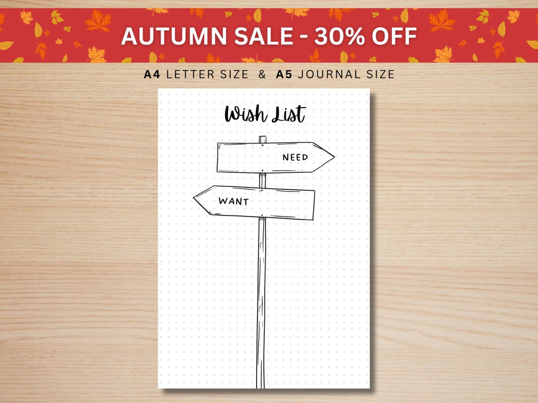 Wish List PRINTABLE Journal Page Planner Page Things to Buy Shopping ...